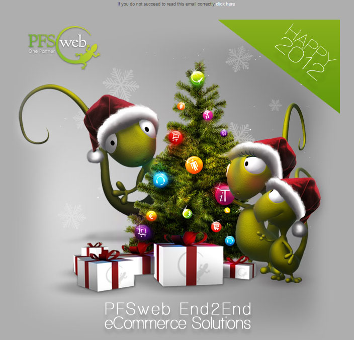 Réalisation de la carte de voeux papier et électronique 2012 pour PFSweb
